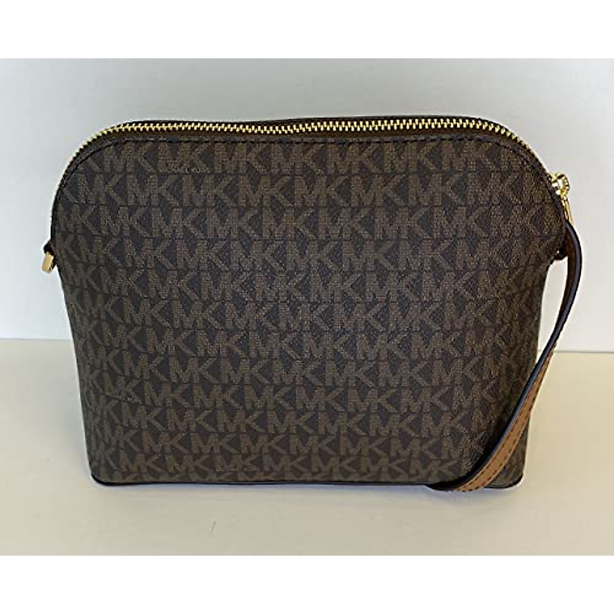 Michael Kors MICHAEL Michael Kors Jet Set Travel MD Dome XCross Crossbody bundled with SM TZ Coinpouch Purse Hook (Signature MK Brown)