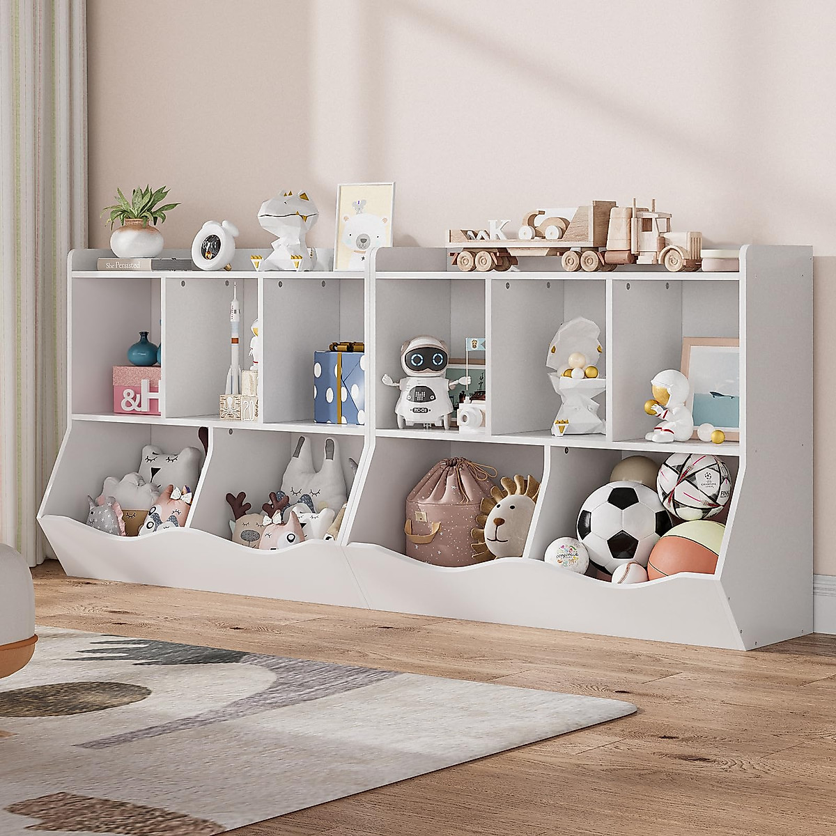Amyove Kids Bookshelf and Bookcase Toy Storage Multi Shelf with Cubby Organizer Cabinet for Boys Girls,for Children Playroom Hallway Kindergarten School