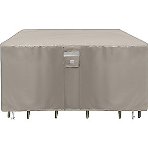 Garden Balsam Waterproof Rectangular Patio Table and Chair Cover Beige 108" L X 82" D X 28" H Outdoor General Purpose Furniture Covers Patio Furniture Set Cover