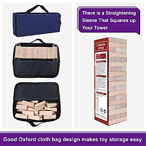 GOTHINK Classic Wooden Tumbling Tower Game, 54pcs Timber Stacking Blocks Board Game with Carry Case, Family Night Toy Game Gift for Kids and Adults, Standard Size with Storage Box