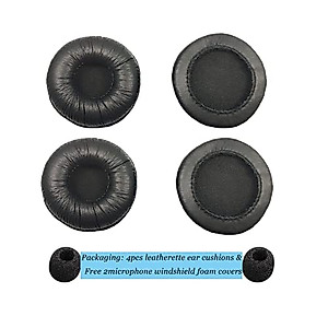 Bingle Ear Cushions Leatherette Spare Replacement for Plantronics Supra Plus Encore and Most Standard Size Office Telephone Headsets H251 H251N H261 H261N H351 H351N H361 H361N (4 Pack)(BEC-LTH4)