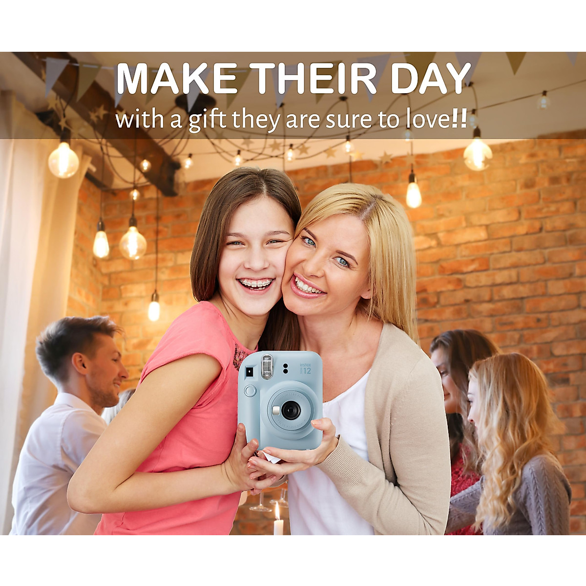 Fujifilm Instax Mini 12 Instant Film Camera Lilac Purple, Fuji Instax Mini Instant Film 40 Sheets, Instant Camera Gift Bundle