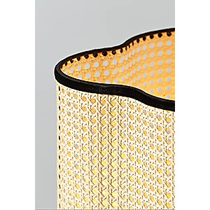 VidaLite Gal - Mid Century Bohemian Tripod PVC Rattan Shade and Velvet Boho Rim for Bed Dining, Kitchen, Living Room, Floor Lamp