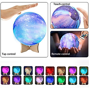 YouOKLight Moon lamp, 16 Colors LED Star Light Kids Night Light Galaxy Lamp with Stand, Remote, Touch Control and USB Rechargeable, 3D Night Lamp for Baby Kids Lover Birthday Party Gifts (5.9 Inch)…