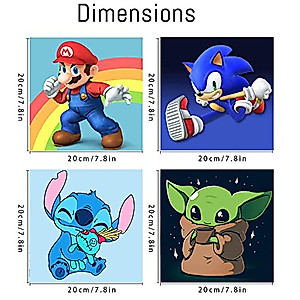 arcvoso 4 Pack Paint by Number for Kids - Carton Paint by Numbers Kits Beginner DIY Childhood Memory Painting by Numbers Acrylic Oil Painting Kits Paint by Number for Home Wall Decor 8X8inch