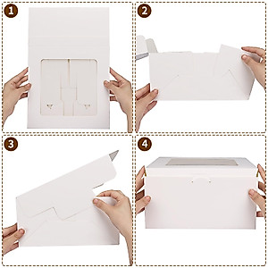 Moretoes 15 Sets Cake Boxes, 10x10x5 Inches Bakery Boxes with Cake Boards, Cake Boxes 10 Inch with Stickers Disposable Cake Containers with Lids for Valentine's Day Mother's Day Cheesecake, Cakes