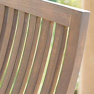 Christopher Knight Home Cayo Outdoor Acacia Wood Rocking Chair with Water Resistant Cushion, Grey Finish / Grey