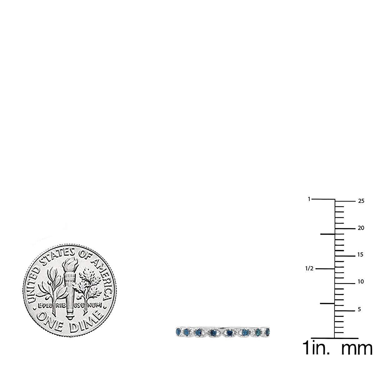 Dazzlingrock Collection 0.08 ctw Round Blue Diamond Wedding Band for Women in 925 Sterling Silver Size 7