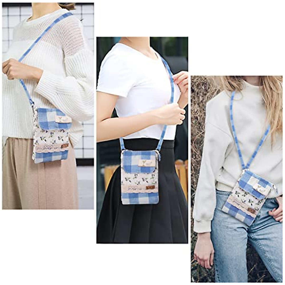 LassZone 5 Pockets Canvas Crossbody Bag Purse for Women Summer Beach Bag Shoulder Bags Phone Bag Travel Bag Pouch Bags