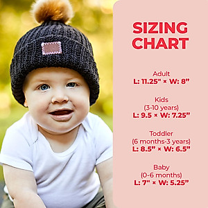 Love Your Melon Beanie for Babies - 100% Soft Cotton Stretchable Pom Beanies Knitted Winter Hats for Baby Boys & Girls - Thick & Stylish Knit Hat Skully Caps Head & Ears Warmer (Black Speckled)