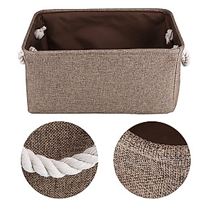 Foldable Storage Bins Fabric Cloth Storage Baskets Towel Laundry Box Container Organizers for Clothes Kids Toy Storage (Brown)