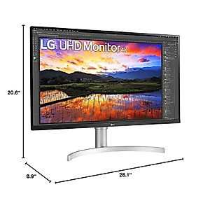 LG 32UN650-W 32 Inch UHD (3840 x 2160) IPS Ultrafine Display with HDR10 Compatibility, DCI-P3 95% Color Gamut, AMD FreeSync, and 3-Side Virtually Borderless Height Adjustable Stand (Renewed)