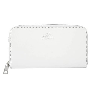 Fioretta Italian Genuine Leather Wallet For Women Credit Card Organizer Zip Around - White