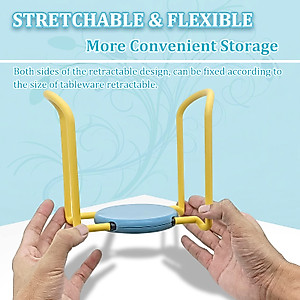 2 Pack Telescopic Tray Storage Rack, Retractable Dish Drying Rack, Multi-Functional Plates Cup Bowl Pot Pan Lid Storage Holder Organizer for Kitchen Counter Cabinet Drawer