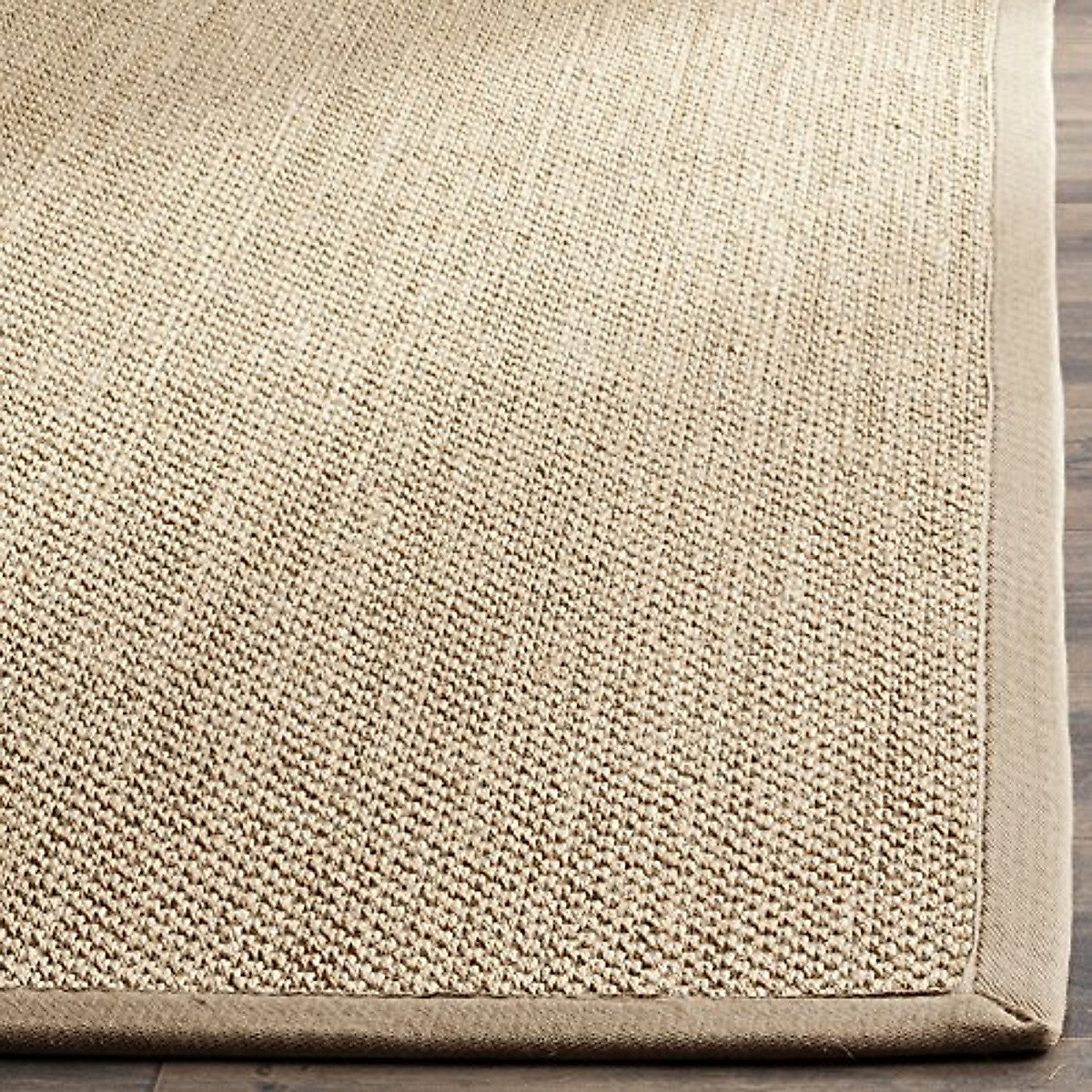 SAFAVIEH Natural Fiber Collection Area Rug - 9' x 12', Maize & Linen, Border Sisal Design, Easy Care, Ideal for High Traffic Areas in Living Room, Bedroom (NF141B)