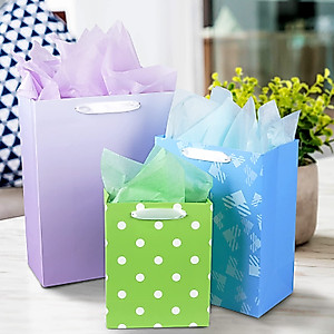 12 Pack Gift Bags Assorted Sizes and Designs, Gift Bags Bulk with Tissue Paper (5 Medium 8", 4 Large 11", 3 Extra Large 14") for Birthday, Baby Showers, Bridal Showers, Easter Day Any Occasion