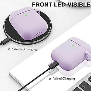 Case for Airpods,AIIEKZ Cute Airpod 1&2 Cover for Girls Women,Soft Silicone Protective Case with Beaded Bracelet Keychain (Lavender Purple)