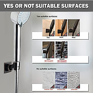 Shower Head Holder Adjustable Handheld Shower Head Bracket Adhesive Shower Wall Mount Holder Brass Shower Wand Holder Oil-Rubbed Bronze, Drill Free Glue Installation