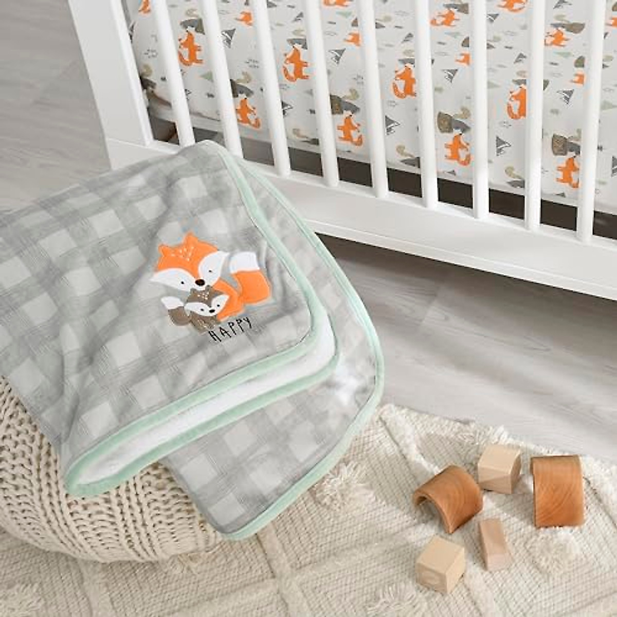 Gerber Baby Boys Girls and Neutral Newborn Infant Baby Toddler Nursery Soft Plush Blanket, Happy Fox Grey, 30" x 40
