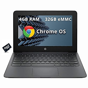 HP 2022 11.6" HD Display Chromebook Laptop, Intel Celeron Processor N3350, 4GB RAM, 32GB eMMC, Intel HD Graphics 500, HD Webcam, HD Audio, USB-C, Chrome OS, Gray, 32GB SnowBell microSD Card