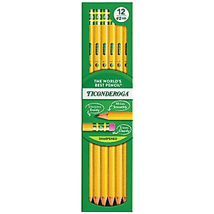Ticonderoga Pencils, Pre-Sharpened, #2 Soft Lead, Yellow Barrel, Box Of 12