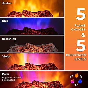 Tangkula 26” Infrared Quartz Electric Fireplace Log Heater with Realistic Pinewood Ember Bed, Electric Fireplace Heater Insert with Overheat Protection, Thermostat, 8H Timer, Remote Control, 1500W