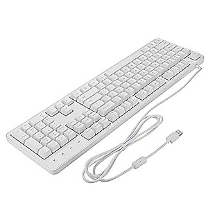 Teerwere Gaming Keyboard Mechanical Gaming Keyboard, Original 104Keys NKRO Cherry Red Switch Mechanical Keyboard Not Easy to Fade Mechanical Gaming Keyboard (Color : White, Size : One Size)
