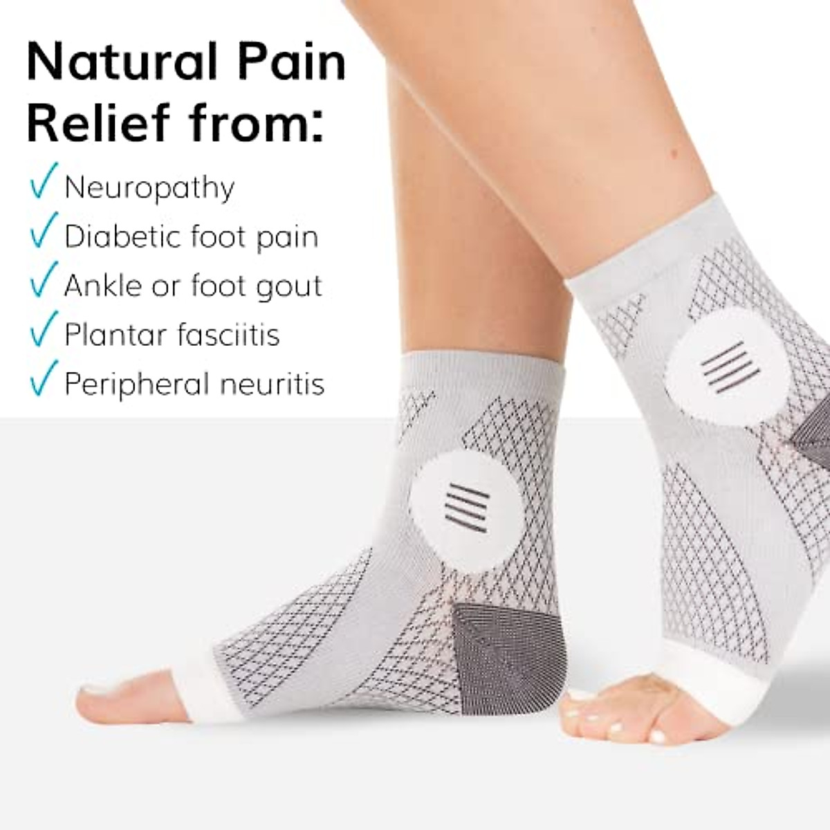 BraceAbility Neuropathy Socks - Peripheral Neuritis Therapy Compression Diabetic Open-Toe Foot Sleeves for Ankle Gout, Nerve Damage Pain in Legs and Feet Relief Brace for Men and Women (L - 1 Pair)