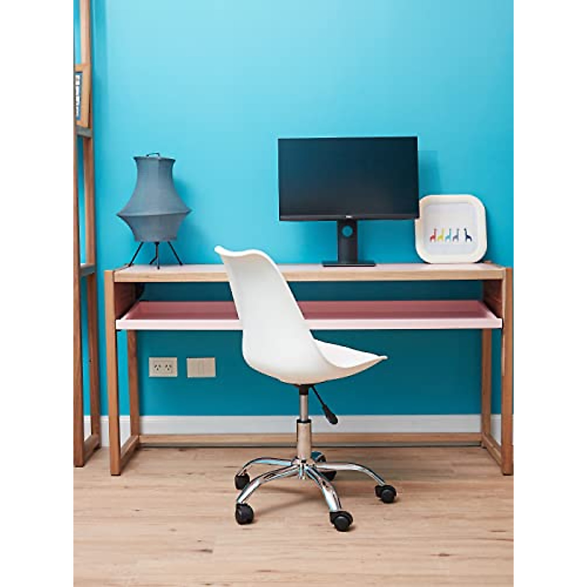 +gardenlife | Tulip Modern Home and Office Design Armless Chair Adjustable Height Soft Ped Shell | (White)