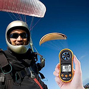 Digital Wind Speed Meter Anemometer Handhled Wind Gauges Air Flow Velocity Meter for Measuring Wind Chill Temperature Speed, Wind Meter Thermometer Gauge for Shooting Windsurfing Fishing Hunting