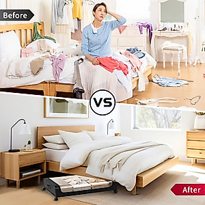 XISOCO Under Bed Storage,2 Pack Under the Bed Storage Containers with Wheels, Underbed Storage with 8Pcs Drawer Dividers, Perfect for Storing Bedding, Clothes, Shoes, Toys, and More!