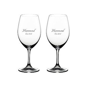 Riedel Personalized Ouverture 12.34oz Red Wine Glass Pair, Set of 2 Custom Engraved Crystal Wine Glasses for Red Wines