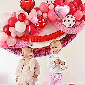116pcs Valentine's Day Balloons Garland Arch Kit Include Red Pink White Balloons,Heart Printed Balloons , Foil Mylar Heart Balloons, Valentines Wedding Party Decoration Supplies