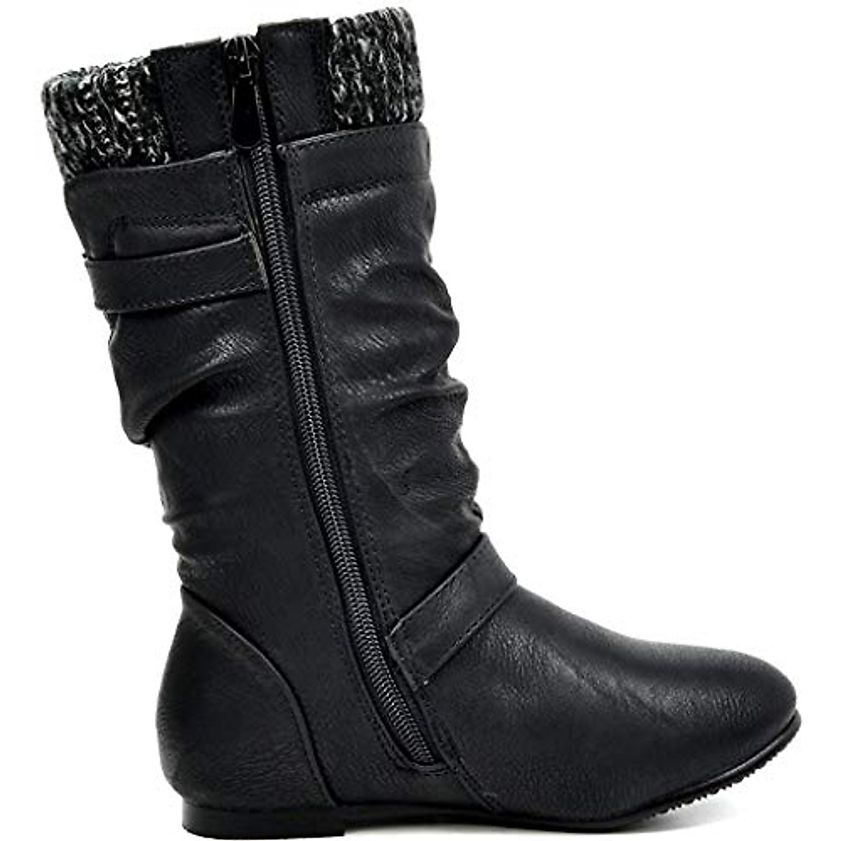 DREAM PAIRS Girl's Faux Fur Lined Knee High Winter Riding Boots(Toddler/Little Kid/Big Kid),Size 2 Little Kid,Black,KLOUCH