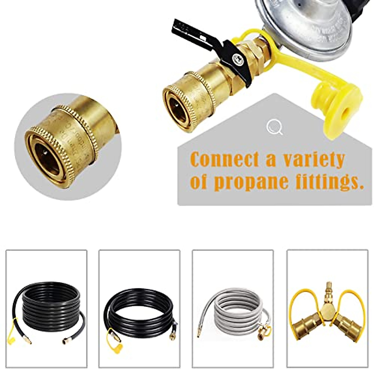 Propane Quick Connect Adapter,1/4 "Quick Connect Fittings,Connect 5-60Lb Propane Tank to Grill,For heaters, Grills,Propane Regulator,RV Propane Regulator,Propane Quick Connect,Propane Tank Regulator