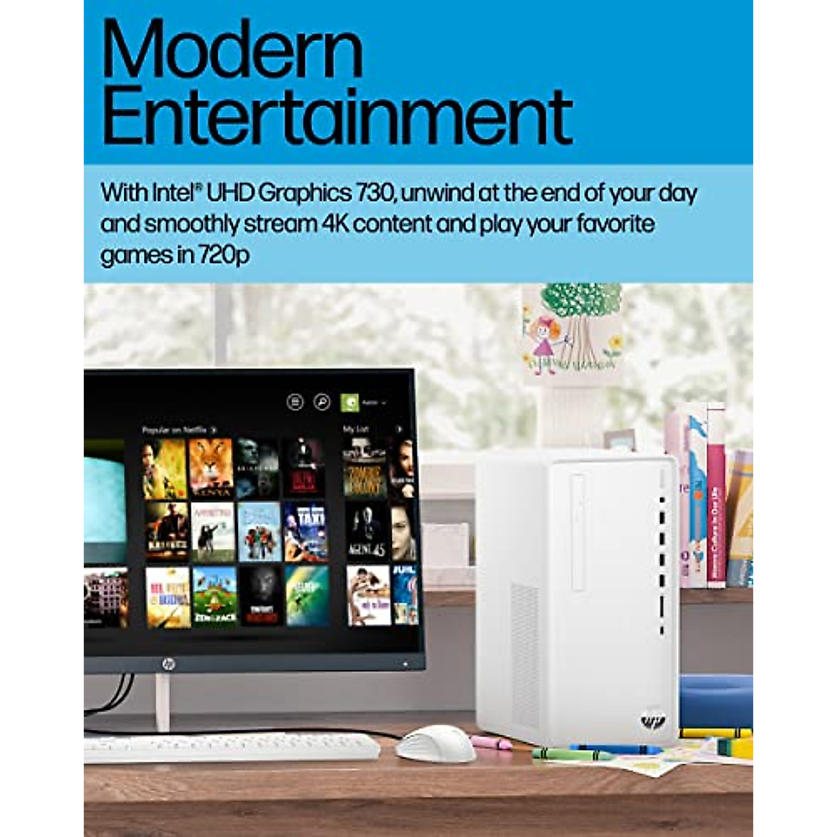 HP Pavilion Desktop PC, 12th Gen Intel Core i5-12400, 8 GB RAM, 512 GB SSD, Windows 11 Home, Wi-Fi 6 & Bluetooth, 9 USB Ports, Wired Keyboard & Mouse Combo, Pre-Built PC Tower (TP01-3050, 2022)