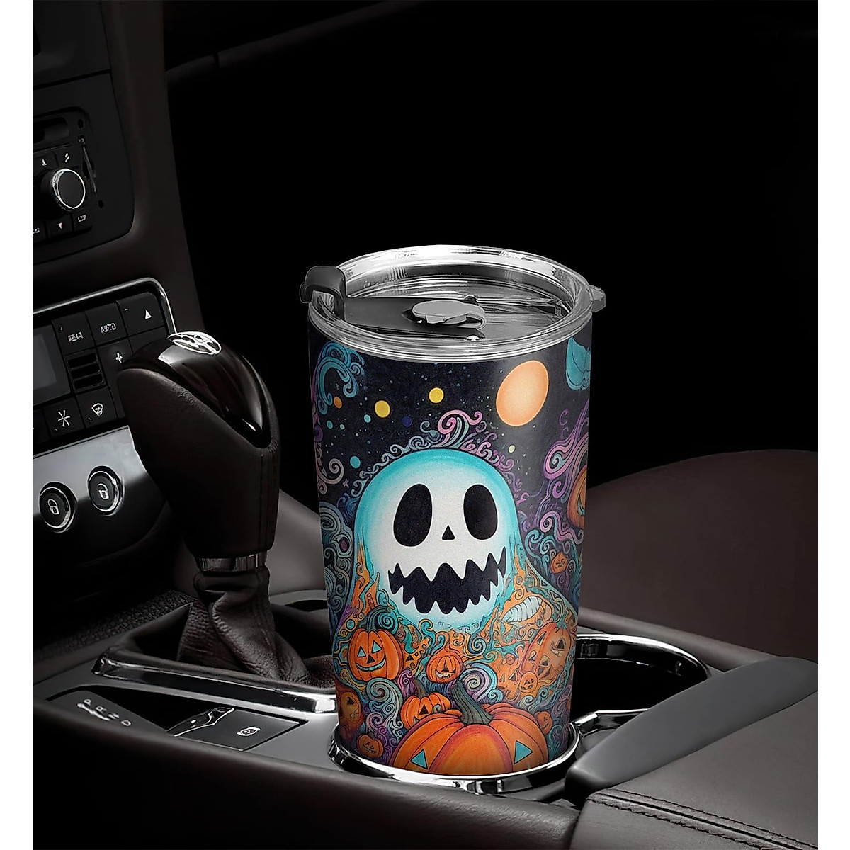 ORCAE 20oz Halloween Pumpkin Ghost Tumbler, Boo Boo Ghost, Trick or Treat, Halloween Gifts, Coffee Thermos, Stainless Steel Double Wall Vacuum Insulated Coffee Mug, Travel Cup with Lid - D