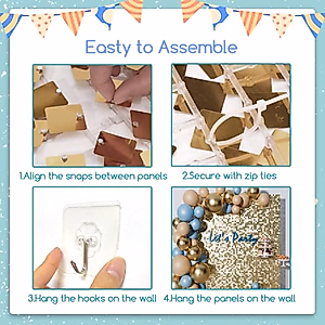 COKAOBE Light Gold Shimmer Wall Backdrop 24PCS Gold Sequins Backdrop Decoration Panels, Photo Backdrops for Birthday, Anniversary Wedding Engagement Decoration (Light Gold)