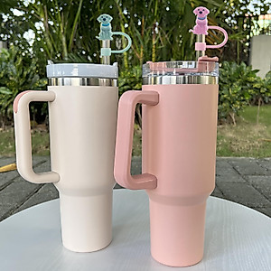 Velaco 5Pcs 0.4in/10mm Diameter Silicone Straw Covers Cap Compatible with Stanley 20 30&40 Oz Cup, Cute Dog Straw Toppers for Stanley 40 Oz Tumbler with Handle, Dust-Proof Straw Caps for Water Bottle