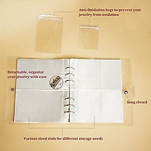 Transparent Jewelry Storage Book with Anti-Oxidation Pockets, Jewlwey Organizer Album New Generation, Various Sized Grid, Detachable, for Earrings, Necklace, Stud, Bracelets, and Rings for Travel