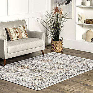 nuLOOM Rue Traditional Bordered Machine Washable Area Rug, 5' 3" x 7' 6", Beige