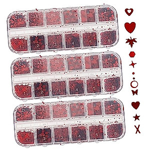 FRCOLOR 3 Boxes Heart Shaped Nail Art Jewelry Heart Glitter for Nails Heart Nail Sequins Valentine Nail Decorations Glitter Nail Polish Set Star Stickers Heart Decor Nail Sequins Flakes 3D