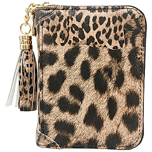 YUHAN PRETTY Womens Credit Card Holder Wallet RFID Leather Small ID Card Case (20 Card Slots - Leopard)