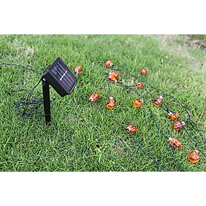 YBB Solar Pumpkin String Lights, Waterproof Halloween Decoration String Lights, 20 LED Lights 8 Modes Jack-O-Lantern for Outdoor, Home, Patio, Garden (5m/16ft- Warm White)