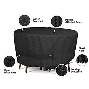Covermates Round Firepit Cover – Water-Resistant Polyester, Mesh Ventilation, Fire Pit Covers-Black