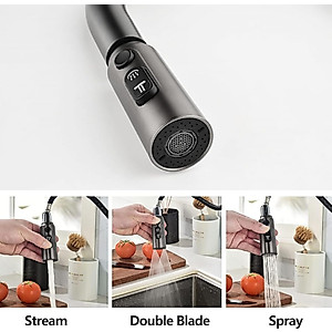 Touchless Kitchen Faucet with Put Down Sprayer, Touch Screen Kitchen Faucet with Temperature Display, Smart Sensor Kitchen Faucet, Brass Kitchen Sink Faucet, Kitchen Mixer Tap-Gray