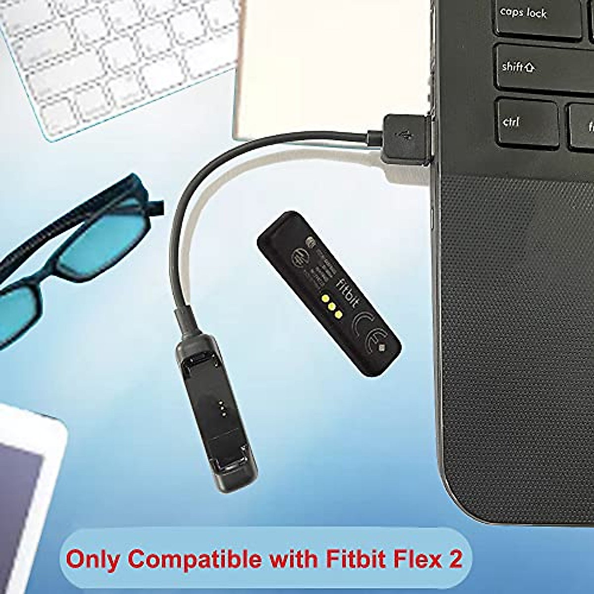 EXMRAT Compatible with Fit-bit Flex 2 Charger Cable (2Pack, 30cm/1ft), USB Charger Charging Cable for Fit-bit Flex 2 (Black, 2Pack)