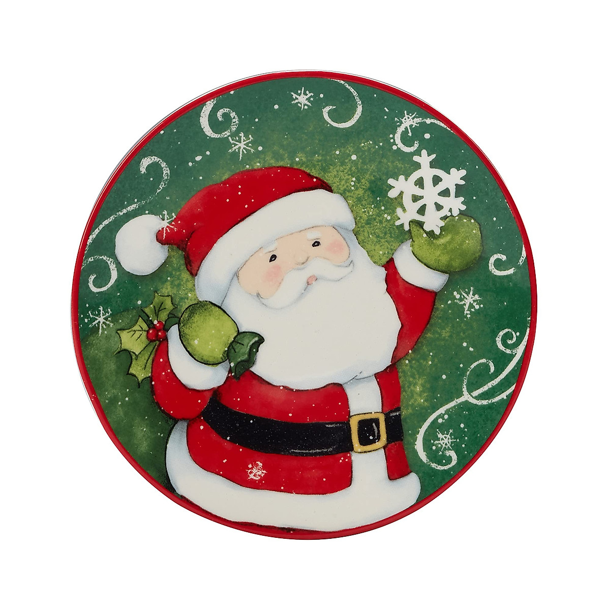 Certified International Holiday Magic Santa 6" Canape/Luncheon/Snack Plates, Set of 4