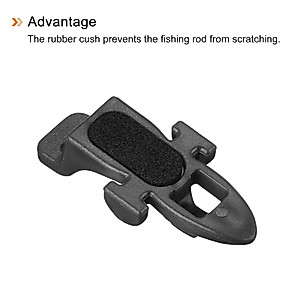 PATIKIL Fishing Hook Keeper, 10 Pack Plastic Fish Lure Bait Holder Accessories with 3 Size Rubber Rings for Fishing Rod Pole, Black