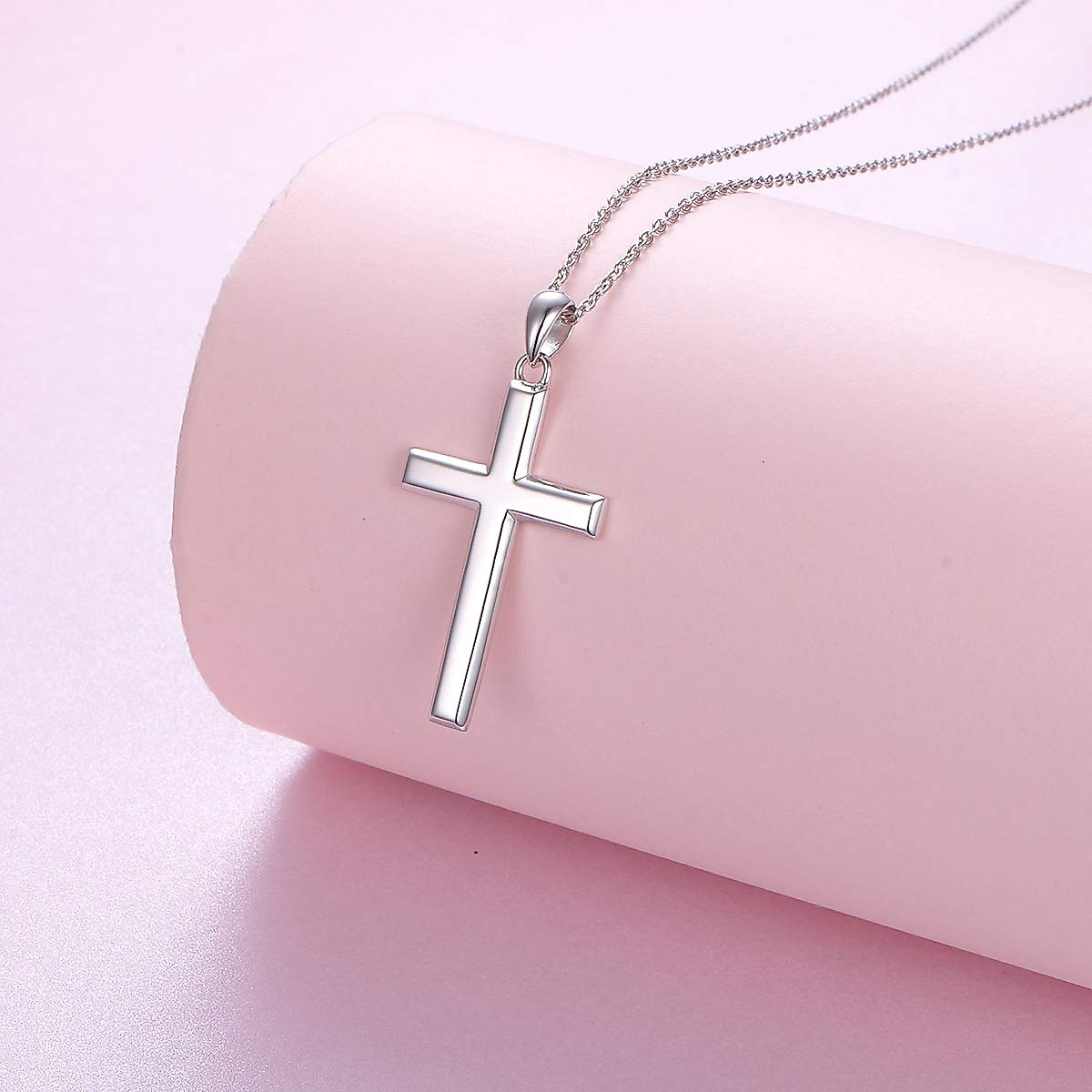 DAOCHONG S925 Sterling Silver Cross Communion Baptism Easter Pendant Necklace for Women Men Teen Jewelry